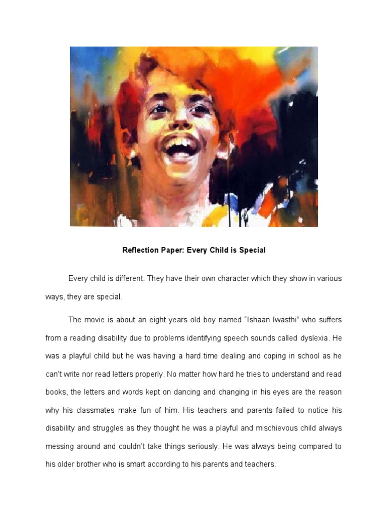 Every Child Is Special Reflection Paper | PDF | Dyslexia | Disability