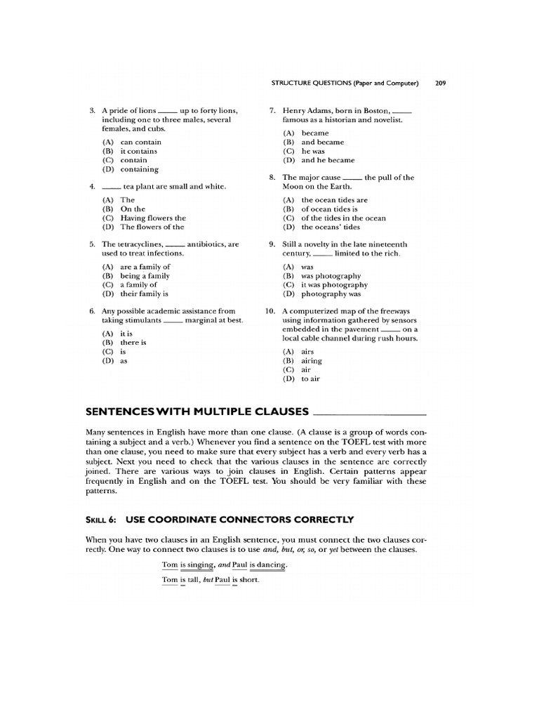 Sentences With Multiple Clauses | PDF