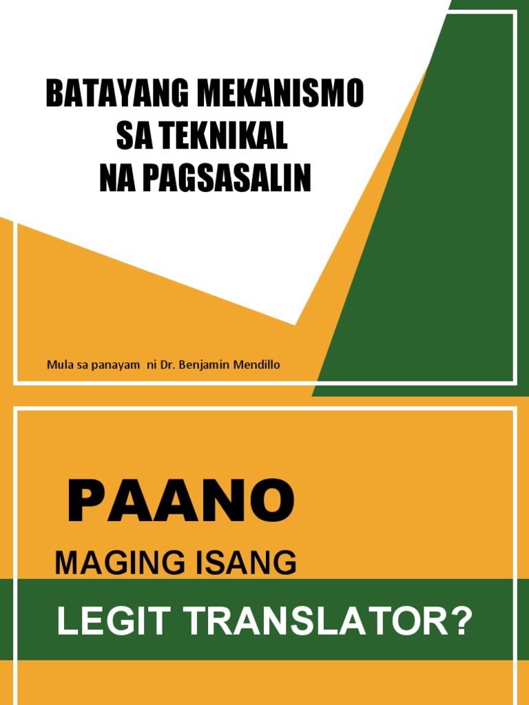 FIL-2-Aralin 3 - Mekanismo Sa Teknikal Na Pagsasalin | PDF