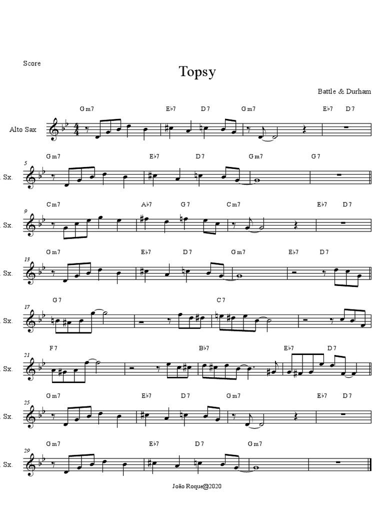 Topsy (Eb) - Score | PDF