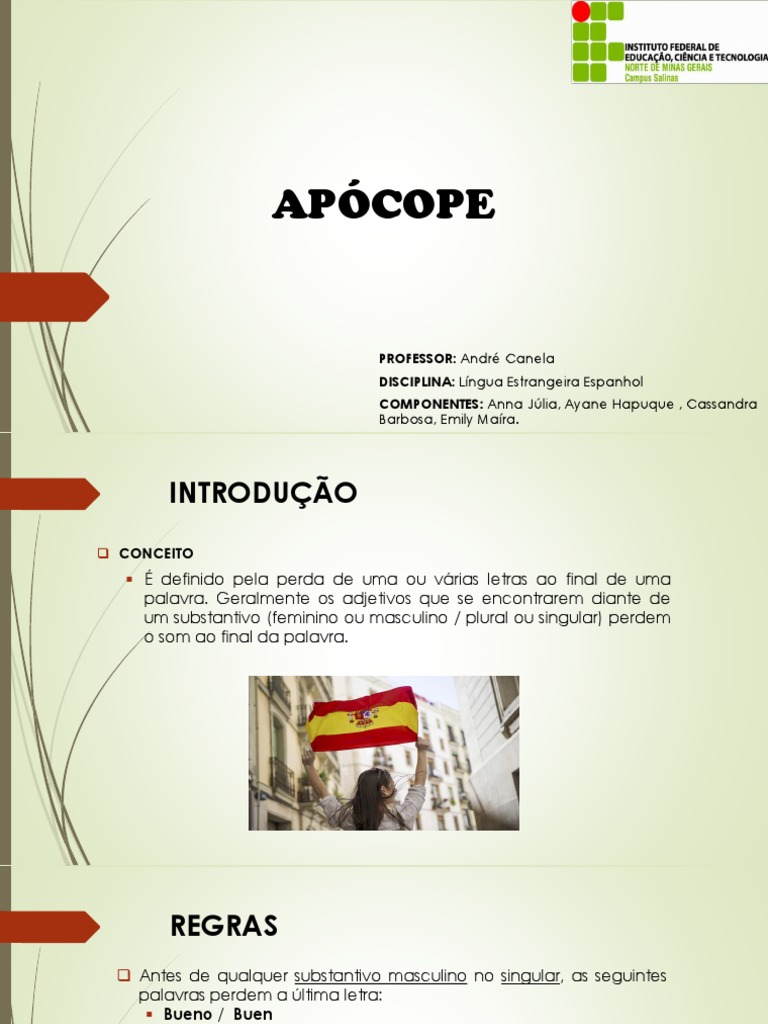 Reglas de Apócope en Español | PDF | Morfología Lingüística ...