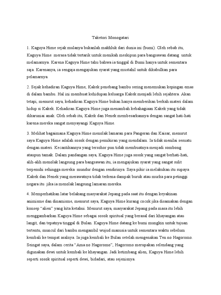 Analisis Cerita Taketori Monogatari | PDF