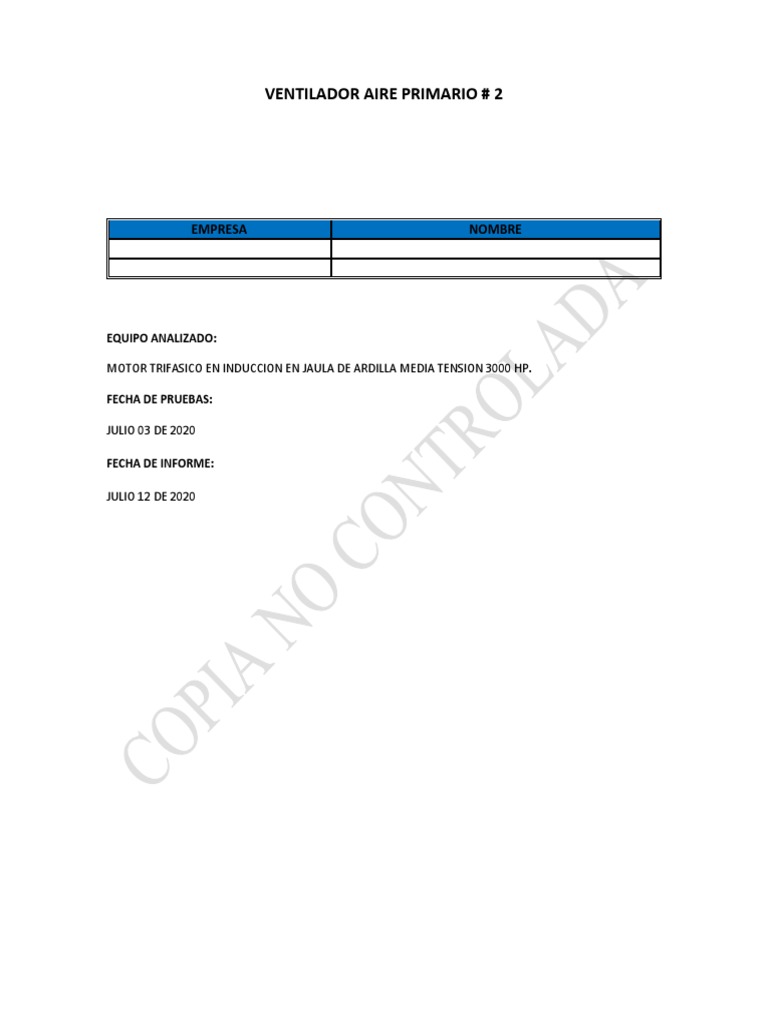Informe Pruebas Dinamicas Mcemax Ventilador Aire Primario #2 | PDF ...
