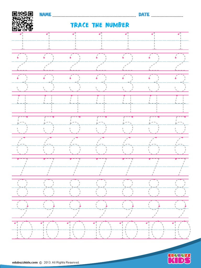 Number Tracing and Coloring Activity | PDF