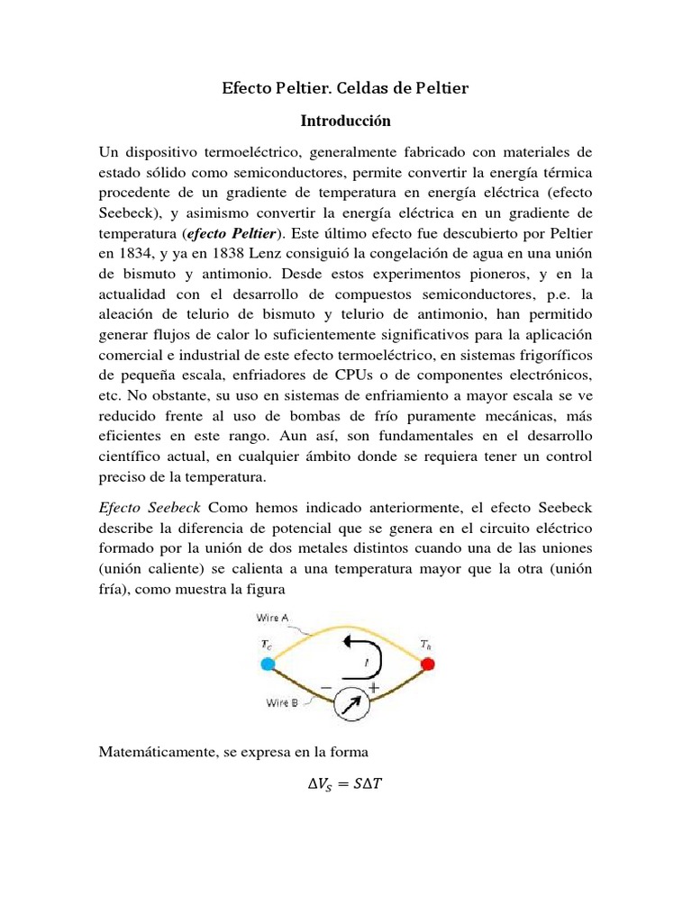 Efecto Peltier. Celdas de Peltier | PDF | Semiconductores | Física