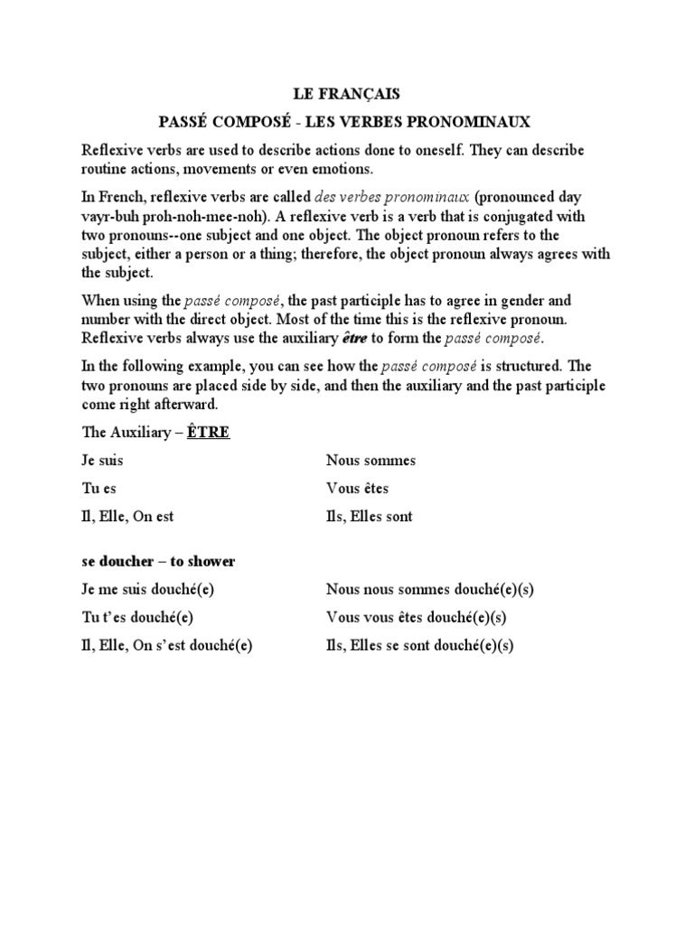 Les Verbes Pronominaux | PDF | Semantic Units | Grammatical Conjugation