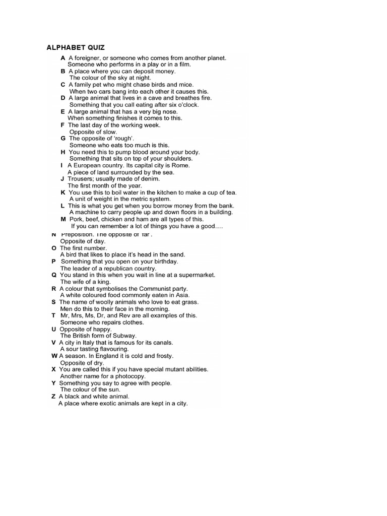 Alphabet Quiz | PDF