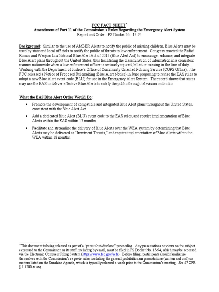FCC-EAS-Blue Alert-DOC-347928A1 | PDF | Federal Communications ...