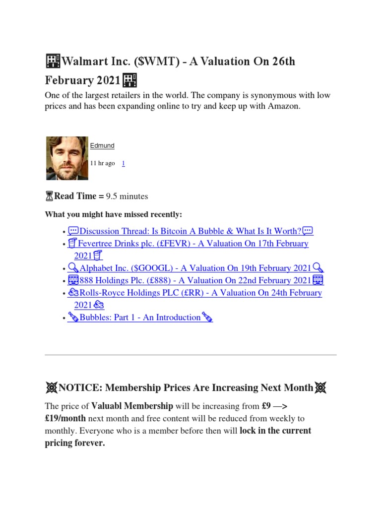 Walmart Valuation in Depth | PDF | Walmart | E Commerce
