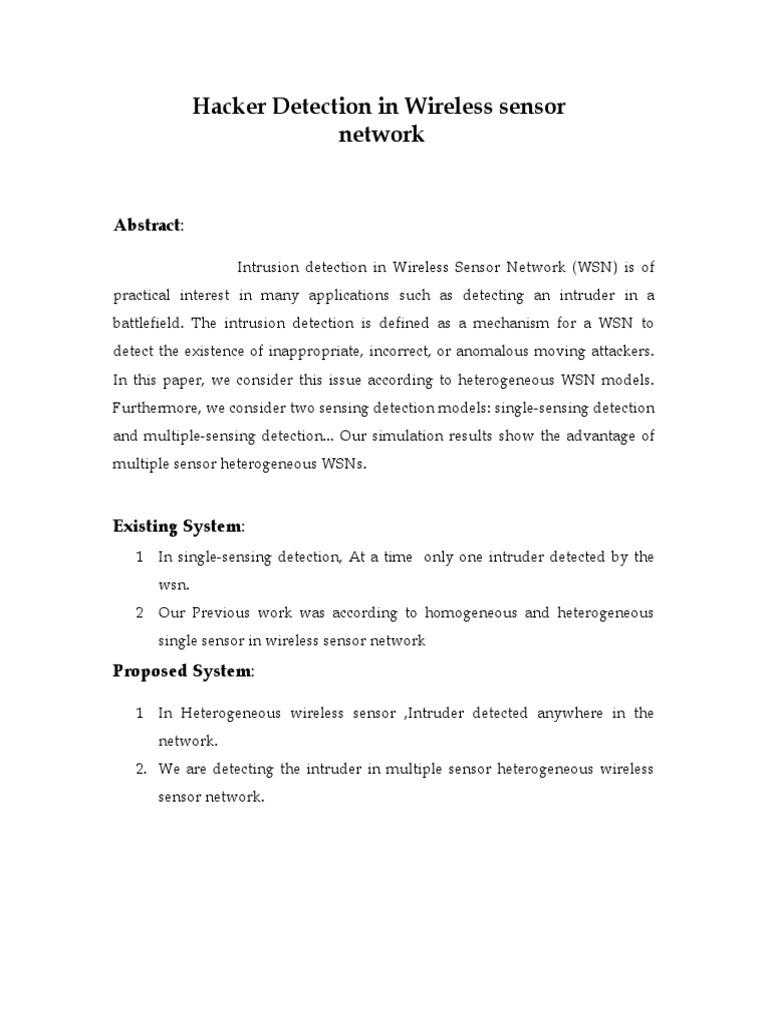 Intrusion Detection In Homogeneous And Heterogeneous Wireless Sensor Networks Pdf Wireless