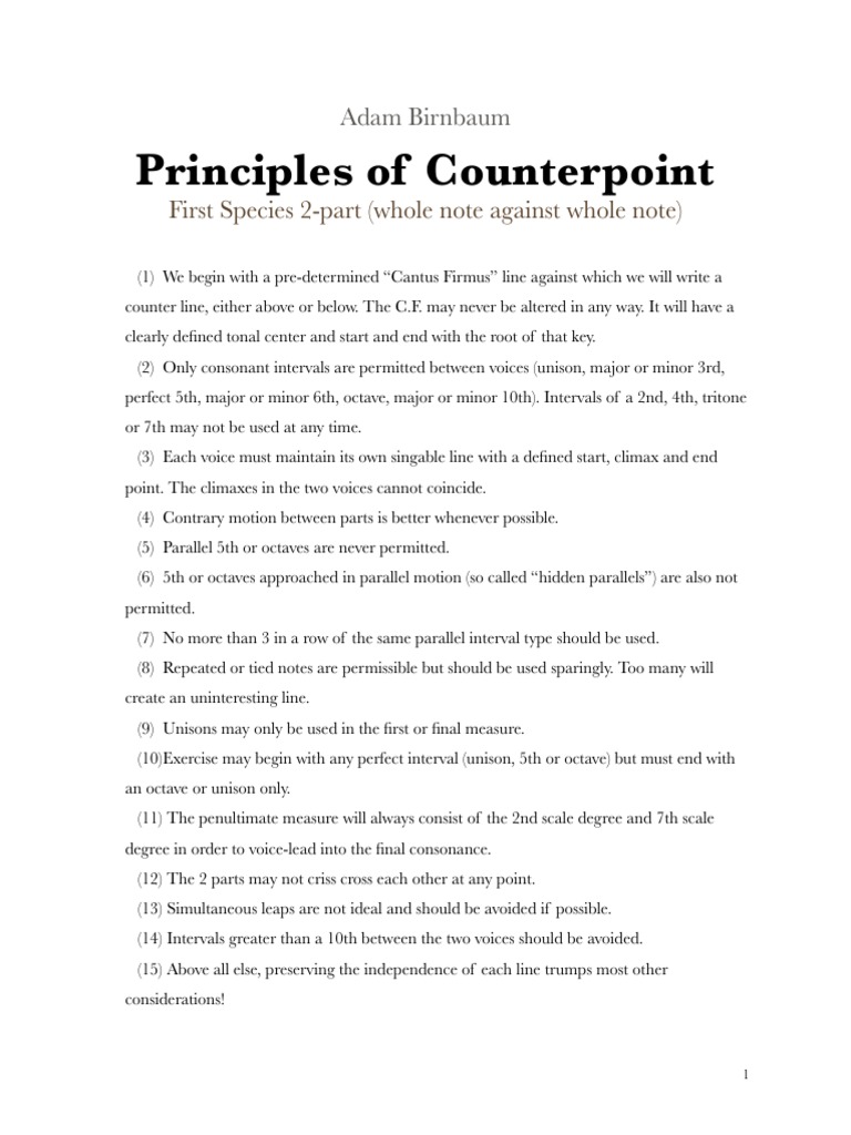 First Species Counterpoint Rules | PDF | Art