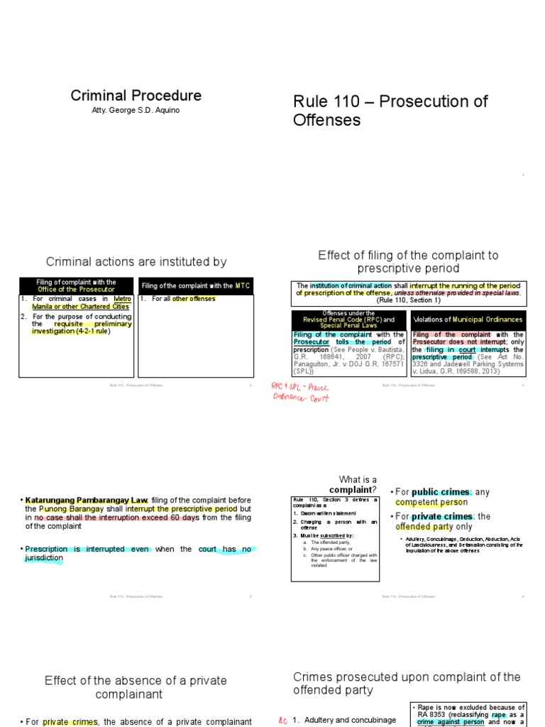 Rule 110 - Prosecution of Offenses: Criminal Procedure | PDF | Prosecutor | Crime & Violence