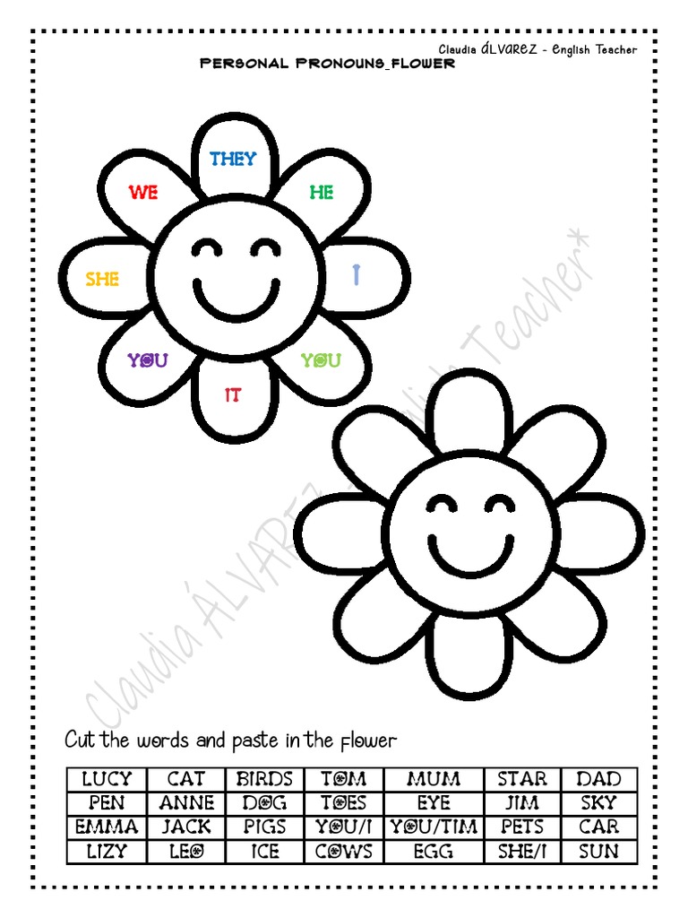 Pronoun Flower Craft Activity | PDF | Language Arts & Discipline