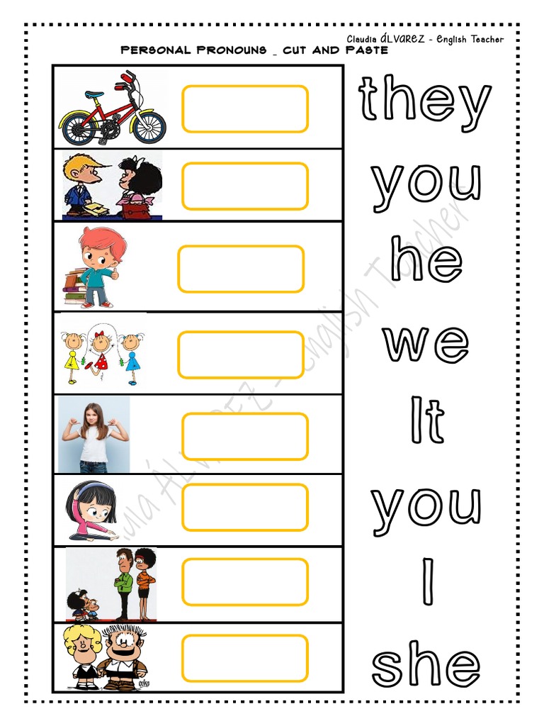 Personal Pronouns - Cut and Paste | PDF