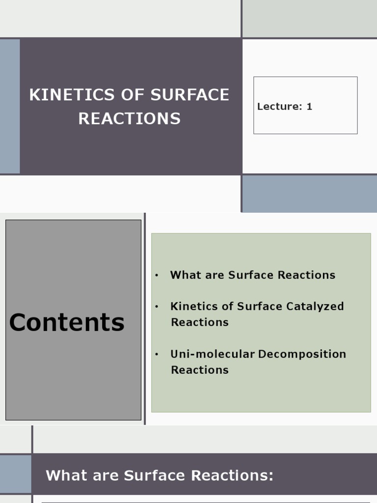 Kinetics of Surface Reactions Explained | PDF | Chemical Reactions ...