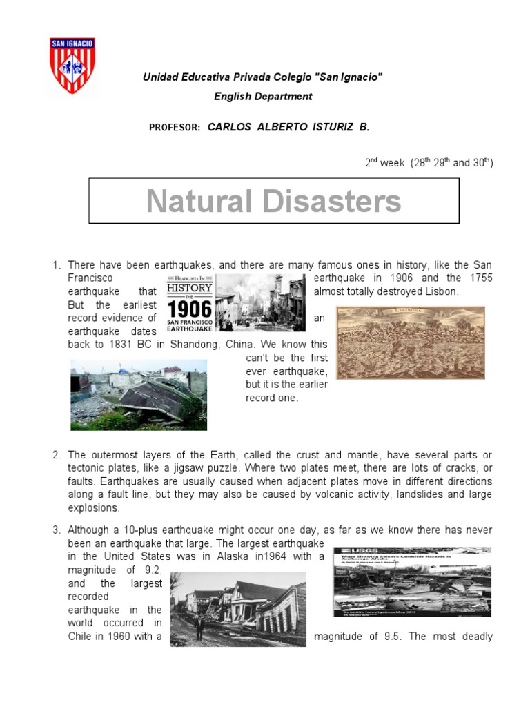 Reading Natural Disasters | PDF | Earthquakes | Tsunami