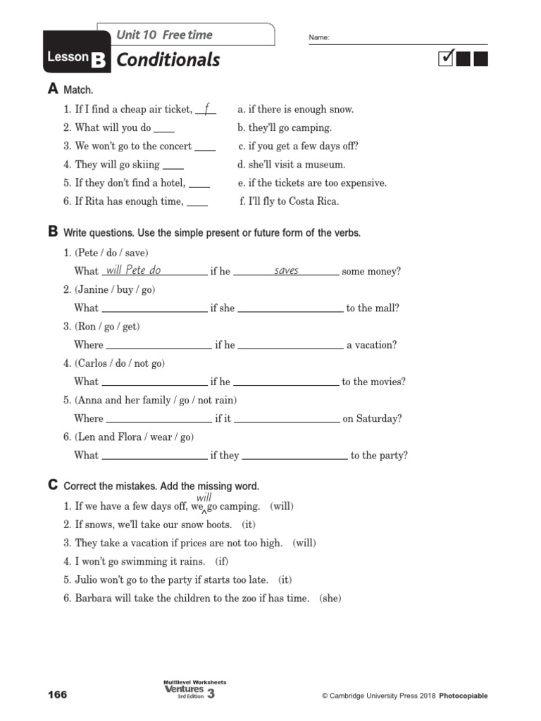 Unit 10 Lesson B Conditionals | PDF | Linguistic Typology | Linguistic ...
