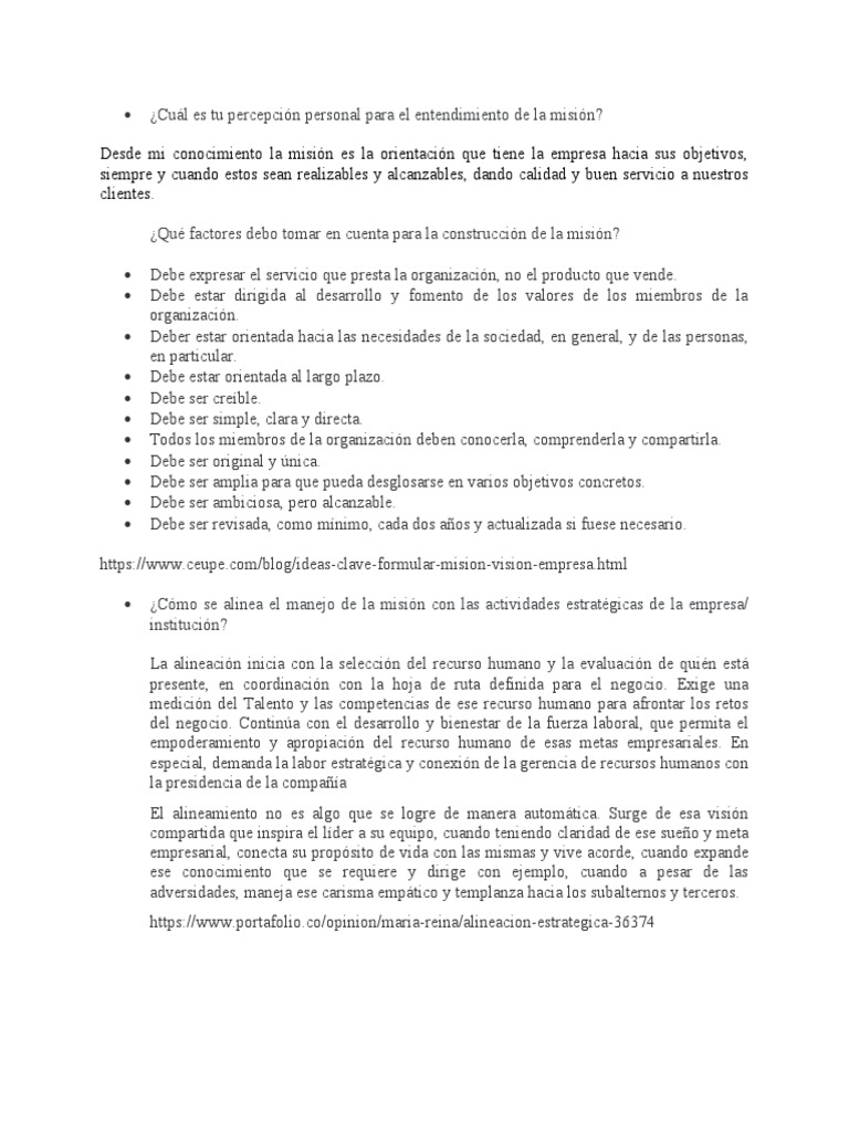 Cuál Es Tu Percepción Personal para El Entendimiento de La Misión | PDF