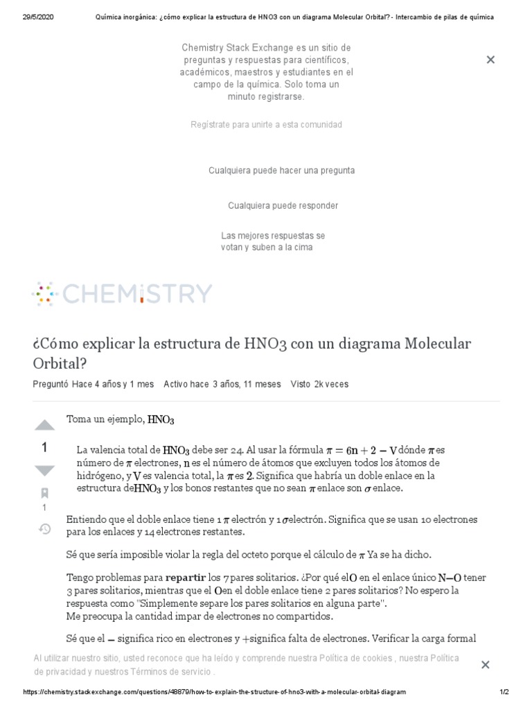 Estructura y geometría del HNO3 | PDF | Enlace químico | Valencia (Química)