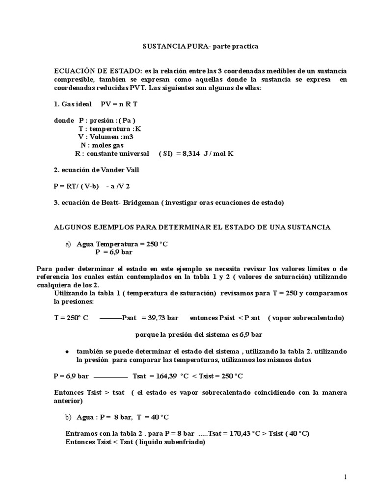 SUSTANCIAS PURAS - Practica | PDF