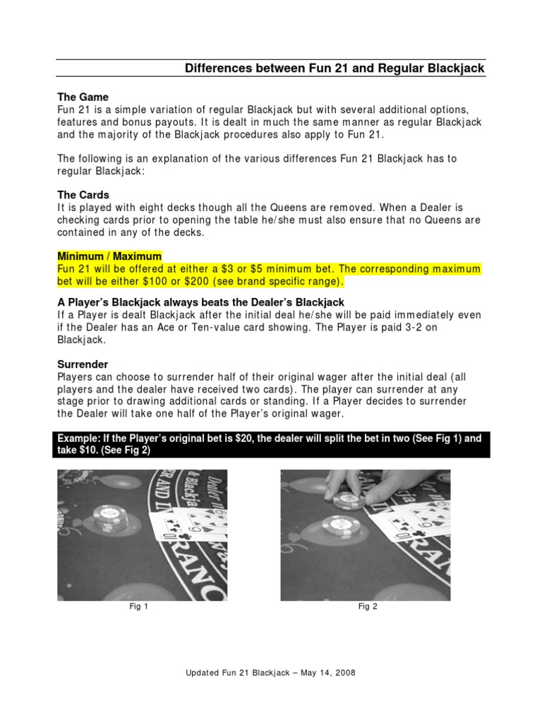 Differences Between Fun 21 and Regular Blackjack: The Game | PDF ...