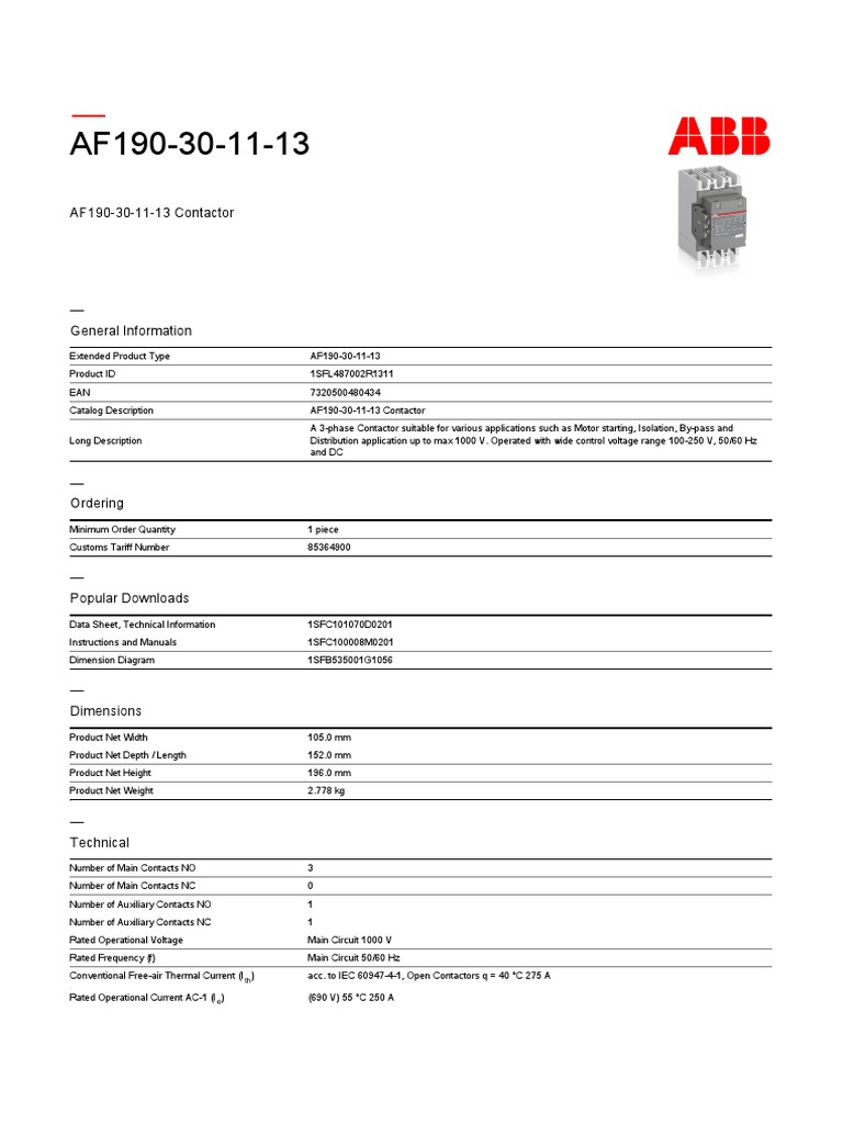 Abb Af190 | PDF | Components | Quantity