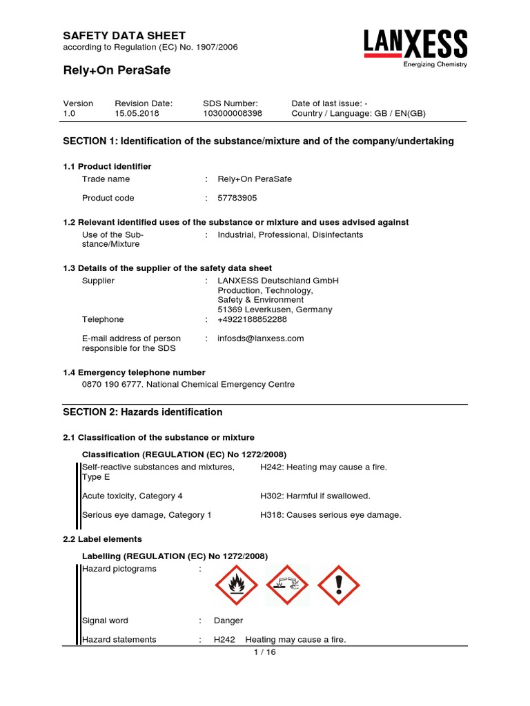 H.S Rely+on Perasafe | PDF | Toxicity | Firefighting