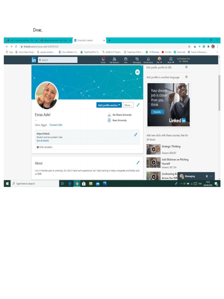 Unit 5 AS2 LinkedIn Profile & Co-Curricular Transcript | PDF