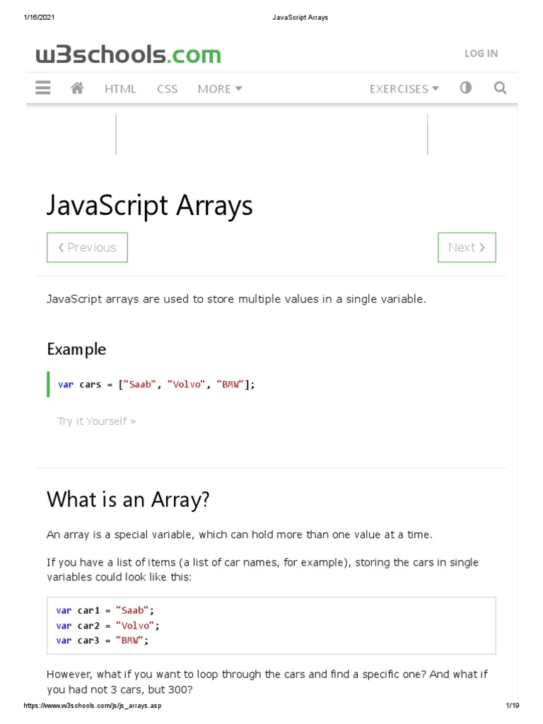 JavaScript Arrays | PDF | Java Script | Array Data Type JavaScript Arrays | PDF | Java Script | Array Data Type