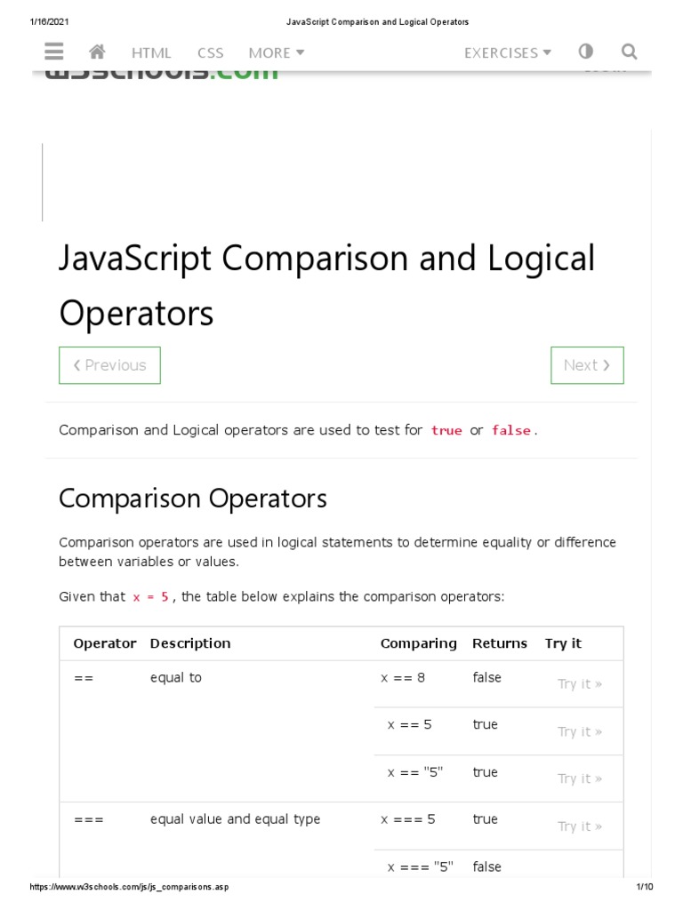 JavaScript Comparison and Logical Operators | Download Free PDF ...