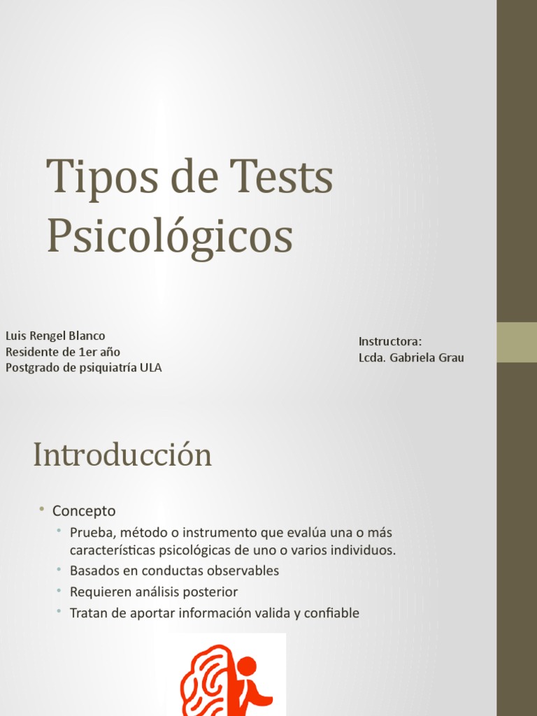 Tipos de Tests Psicológicos | PDF | Inteligencia | Sicología