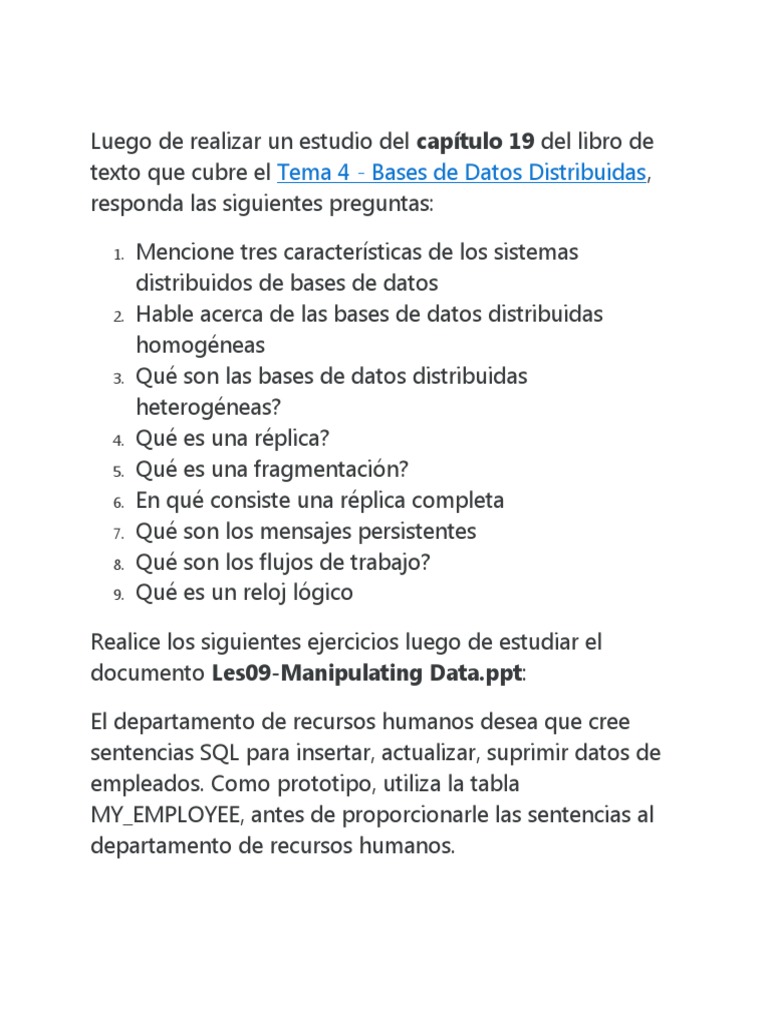 PR Ctica 4 Bases de Datos Distribuidas | PDF | SQL | Datos de computadora