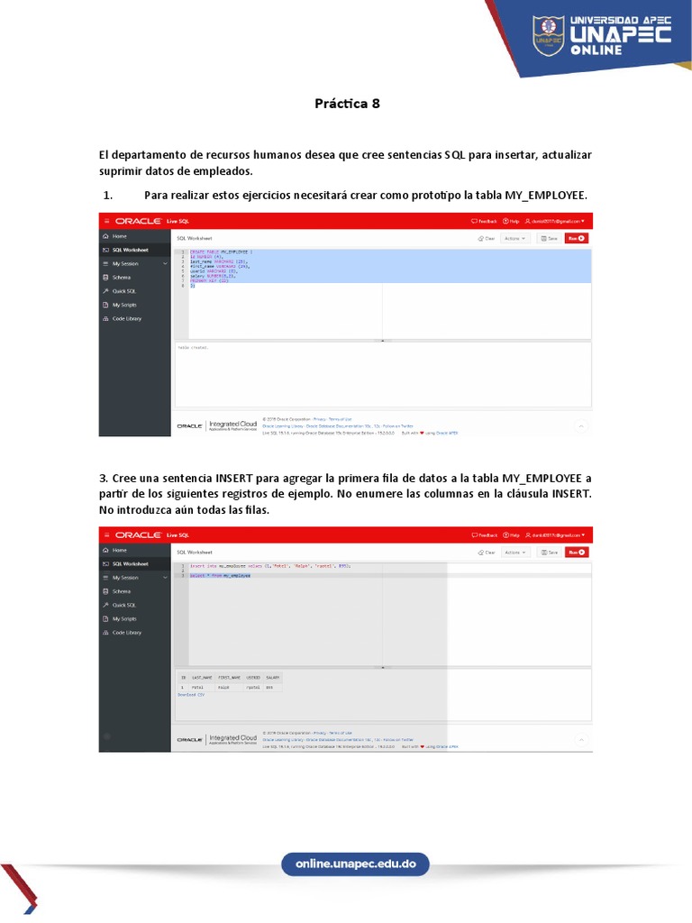 Ejercicios Semana 4 | PDF | Pl / Sql | SQL