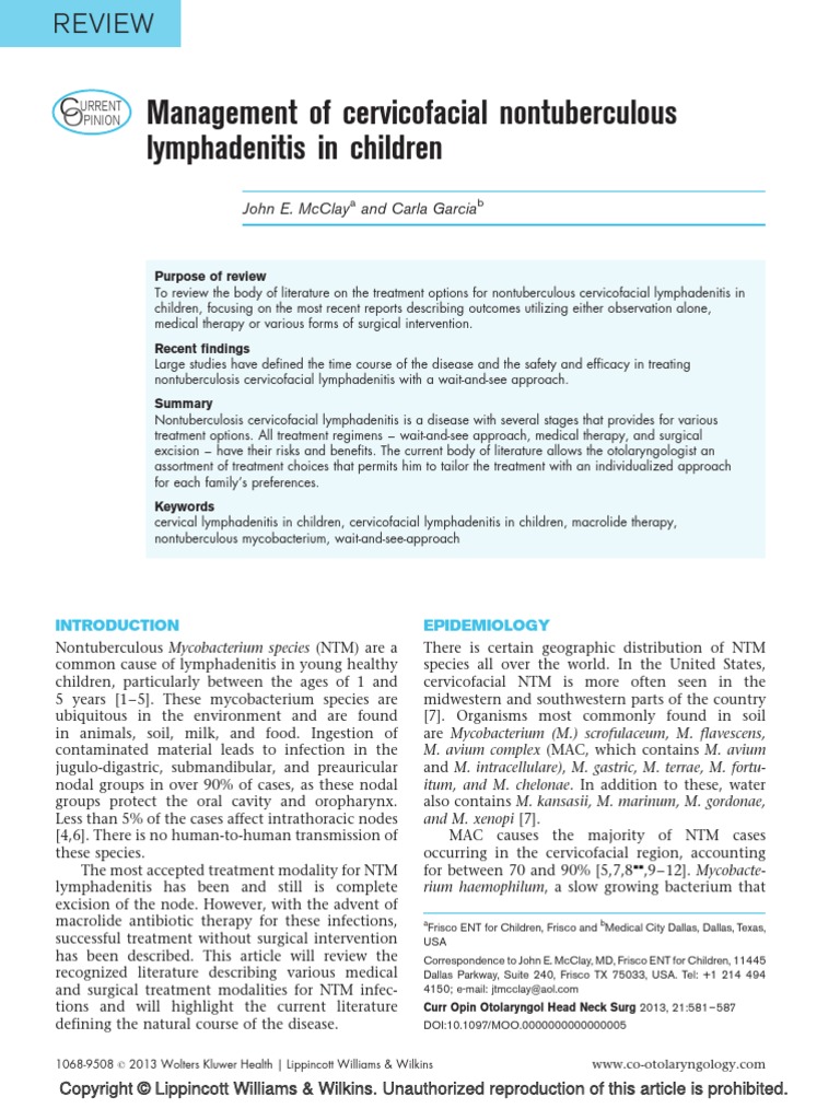 Nontüberküloz Lenf Adenit | PDF | Mycobacterium | Therapy