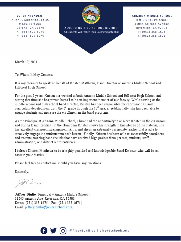 Diulio Letter of Rec | PDF | Sports & Recreation