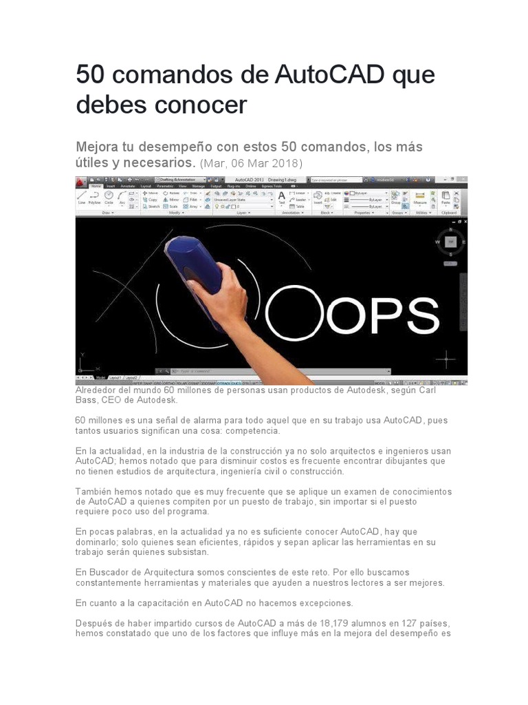 50 Comandos de AutoCAD Que Debes Conocer | PDF | Color | Dibujo
