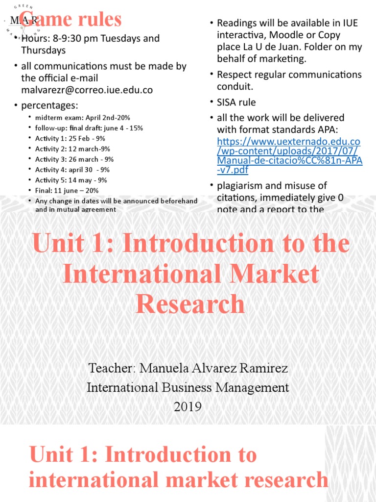 Unit 1-International Market Investigation | PDF | Marketing Research ...