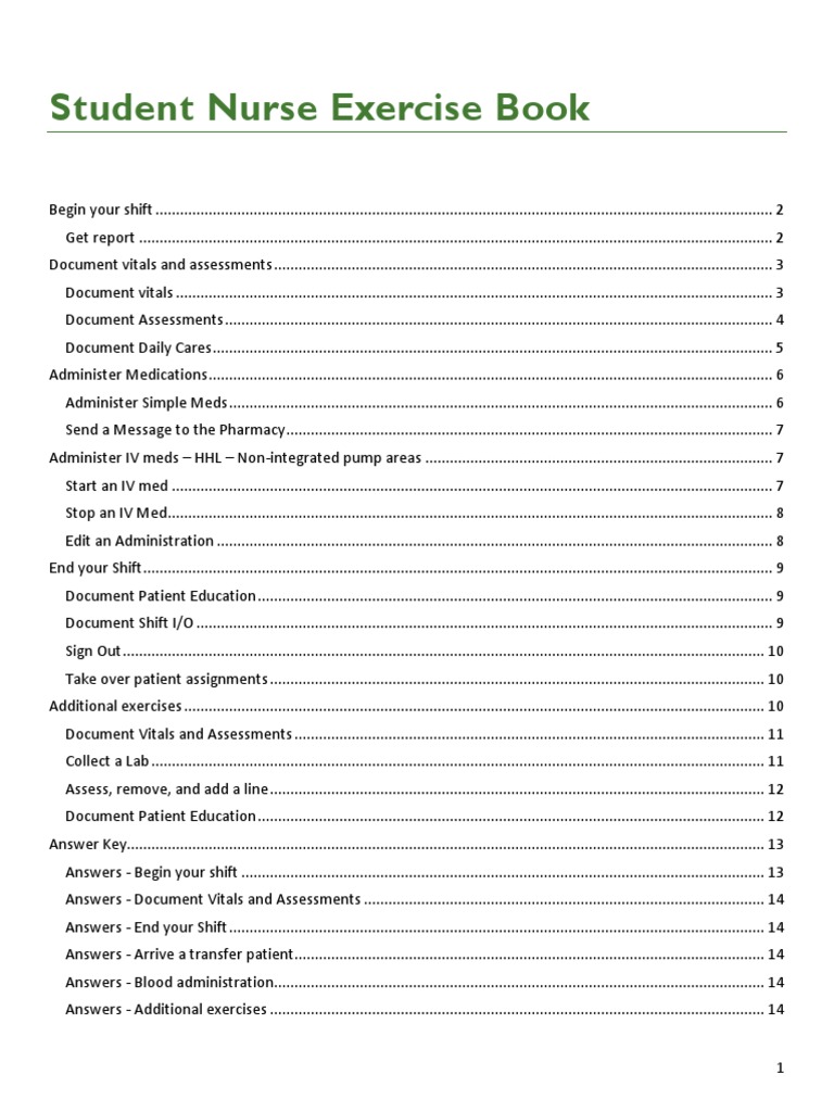 Nurse Student Exercise Book | PDF | Intravenous Therapy | Breathing