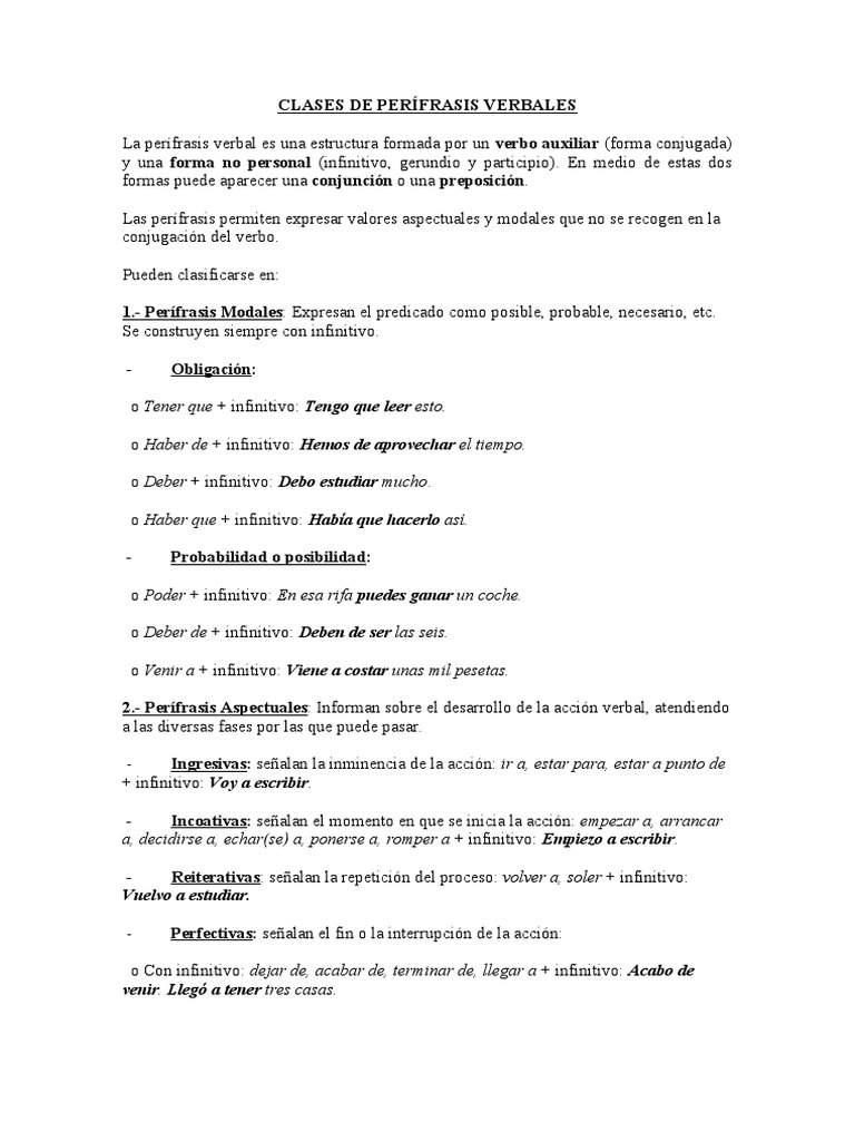 Clases de Perífrasis Verbales | PDF