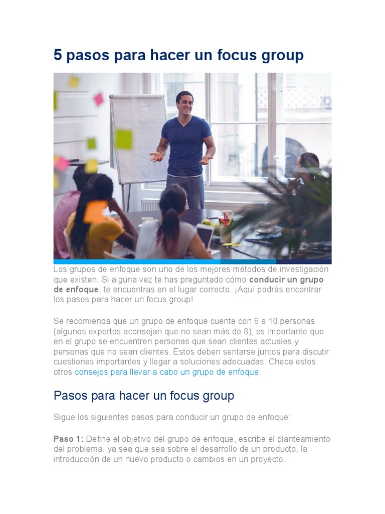 Pasos para Hacer Un Focus Group | PDF | Grupo de enfoque | Science