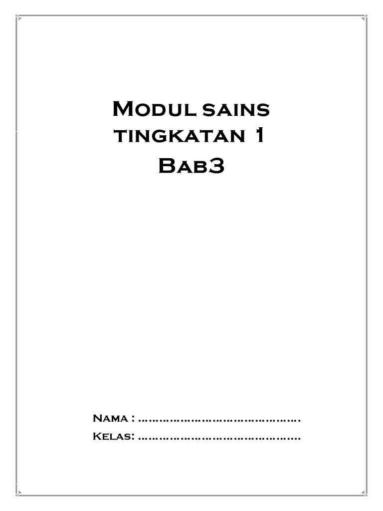 Modul Sains T1 Bab 3 | PDF