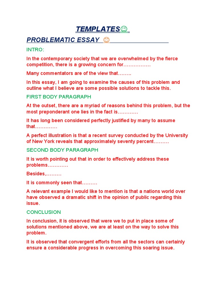 Templates: Problematic Essay | PDF | Reason | Philosophical Theories
