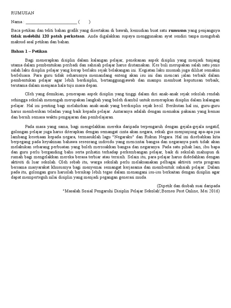 Format Rumusan Cemerlang SPM 2024 | PDF