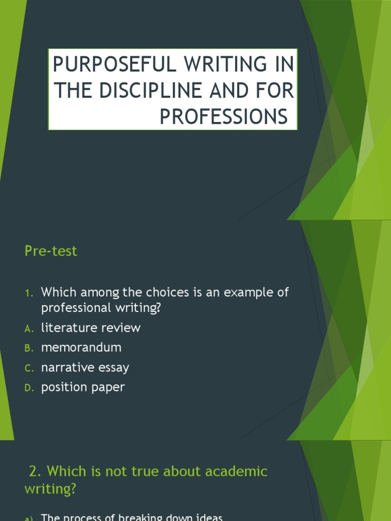 Purposeful Writing in The Discipline and For Professions | PDF | Essays ...
