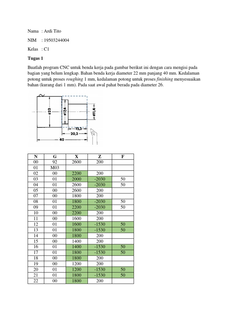 Ardi Tito (19503244004) - Tugas 1 CNC | PDF