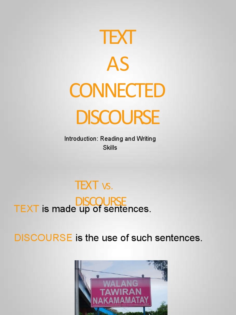 Text vs. Discourse: Reading Skills | PDF