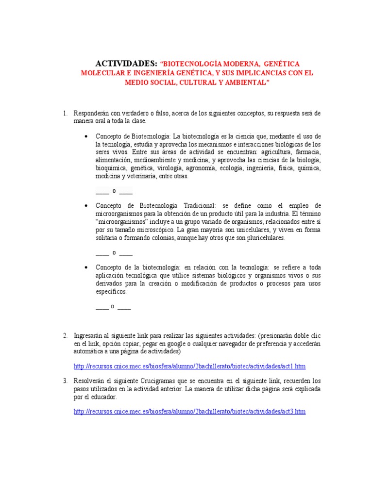 Biotecnología Moderna y sus Conceptos | PDF