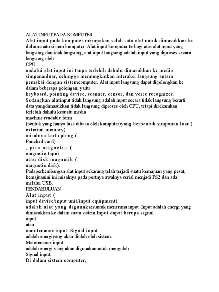Alat Input Pada Komputer | PDF | Game & Aktivitas