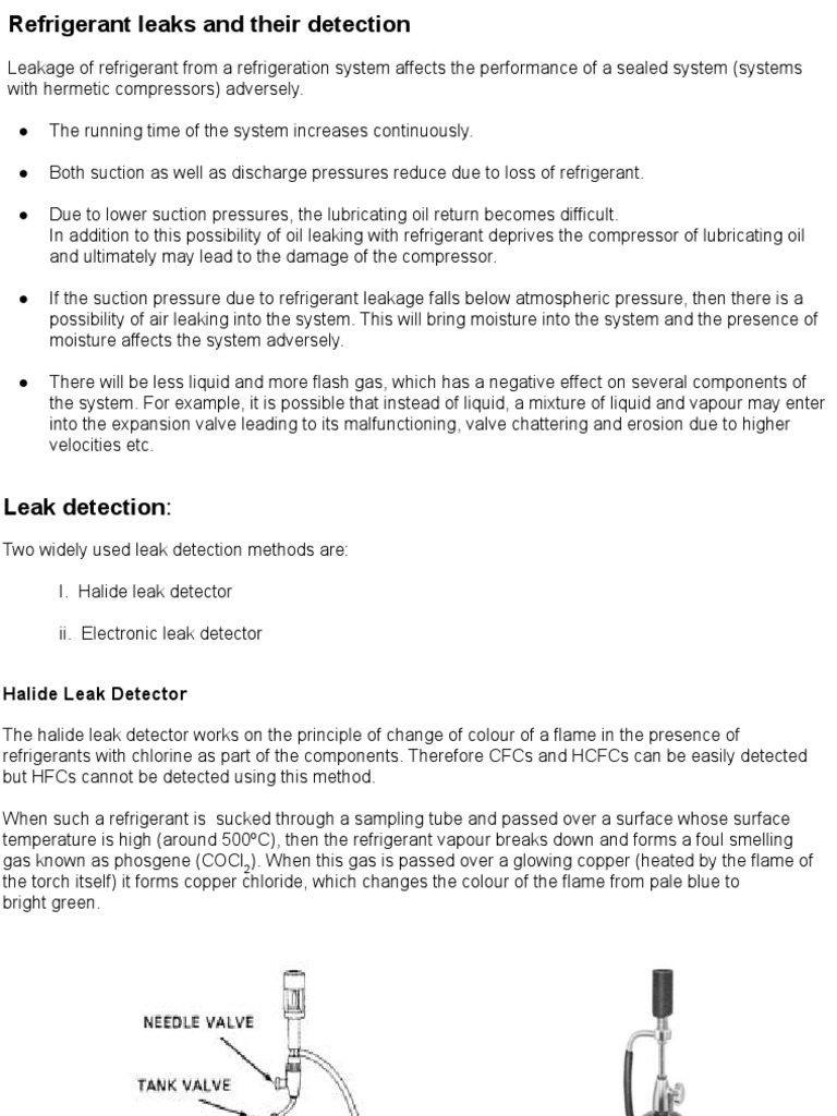 Refrigerant Leakage and Its Detection | PDF | Leak | Vacuum Tube