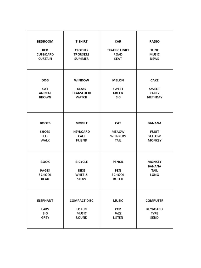 Taboo Fun Activities Games 68719 | PDF